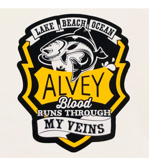 Alvey Sticker – Blood Runs Through | Alvey Reels - USA
